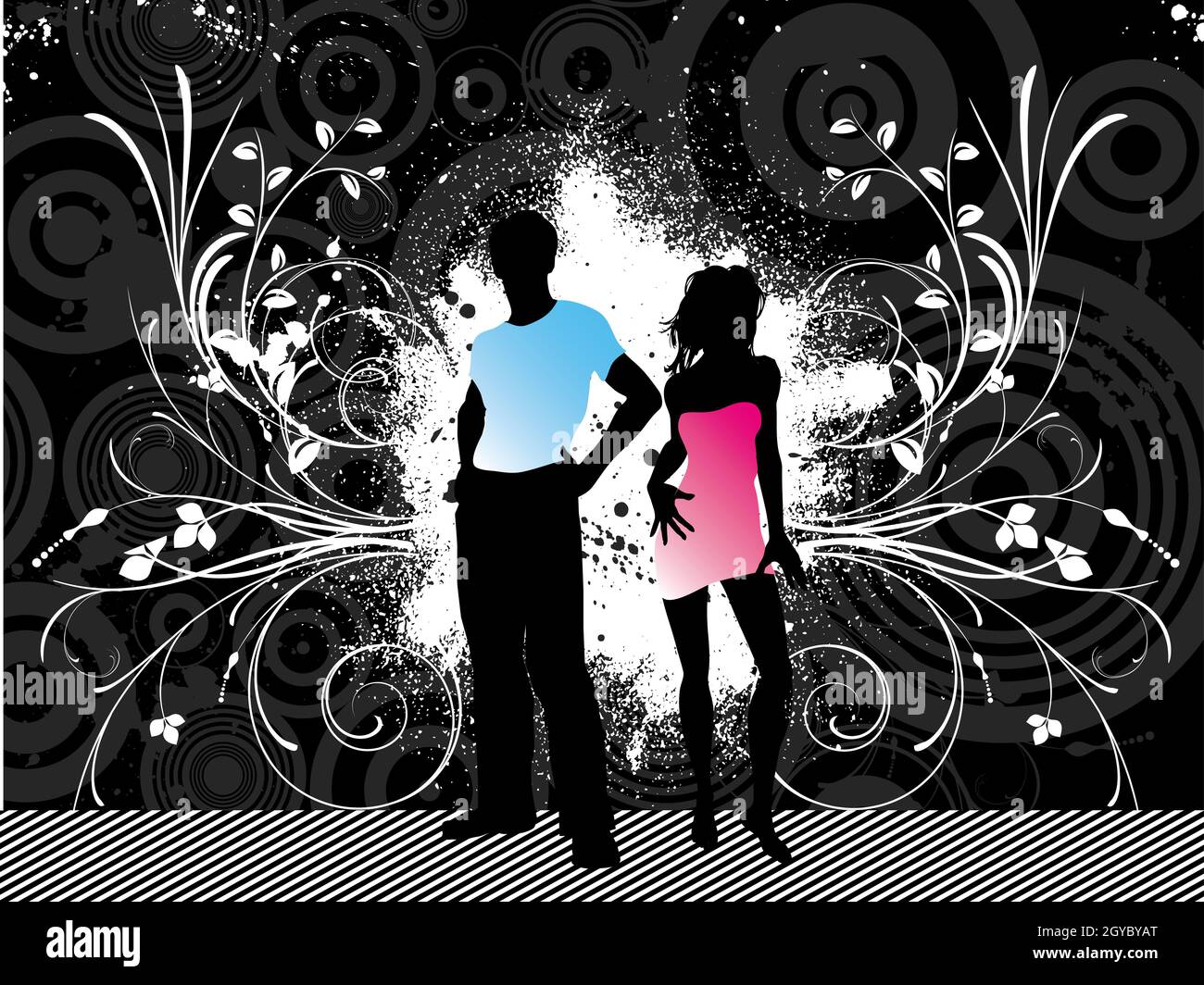 Silhouettes of people on grunge background Stock Photo - Alamy