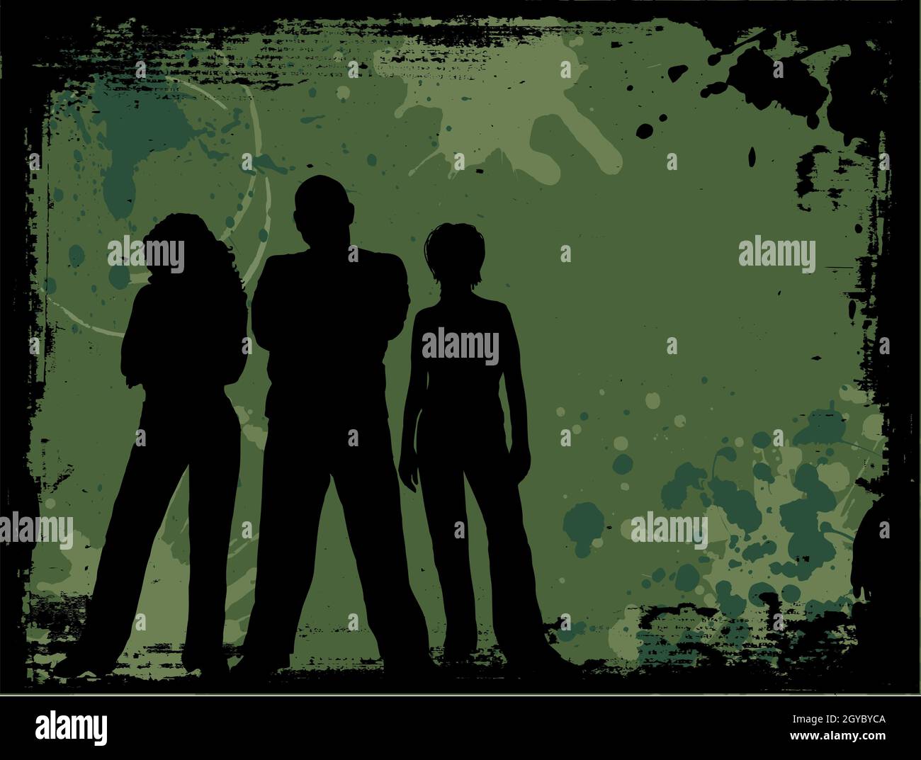 Silhouettes of people on grunge background Stock Photo - Alamy
