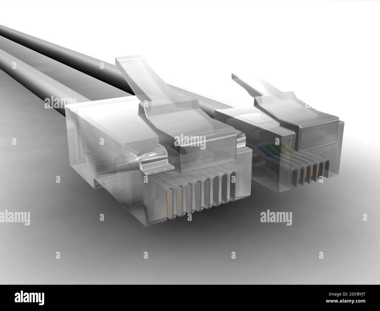 3D render of RJ45 and RJ11 cables Stock Photo - Alamy