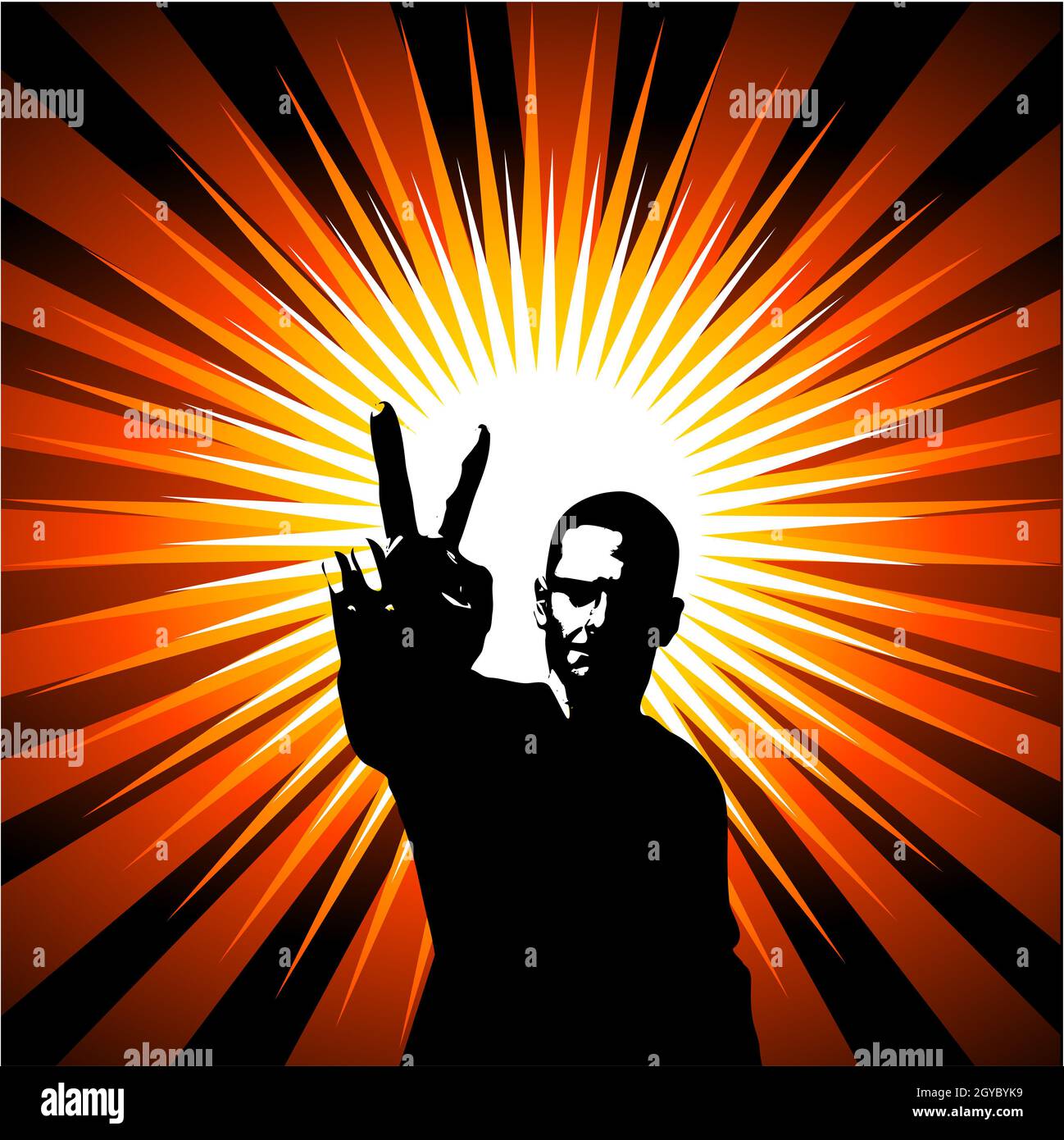 Male giving peace sign Stock Photo - Alamy