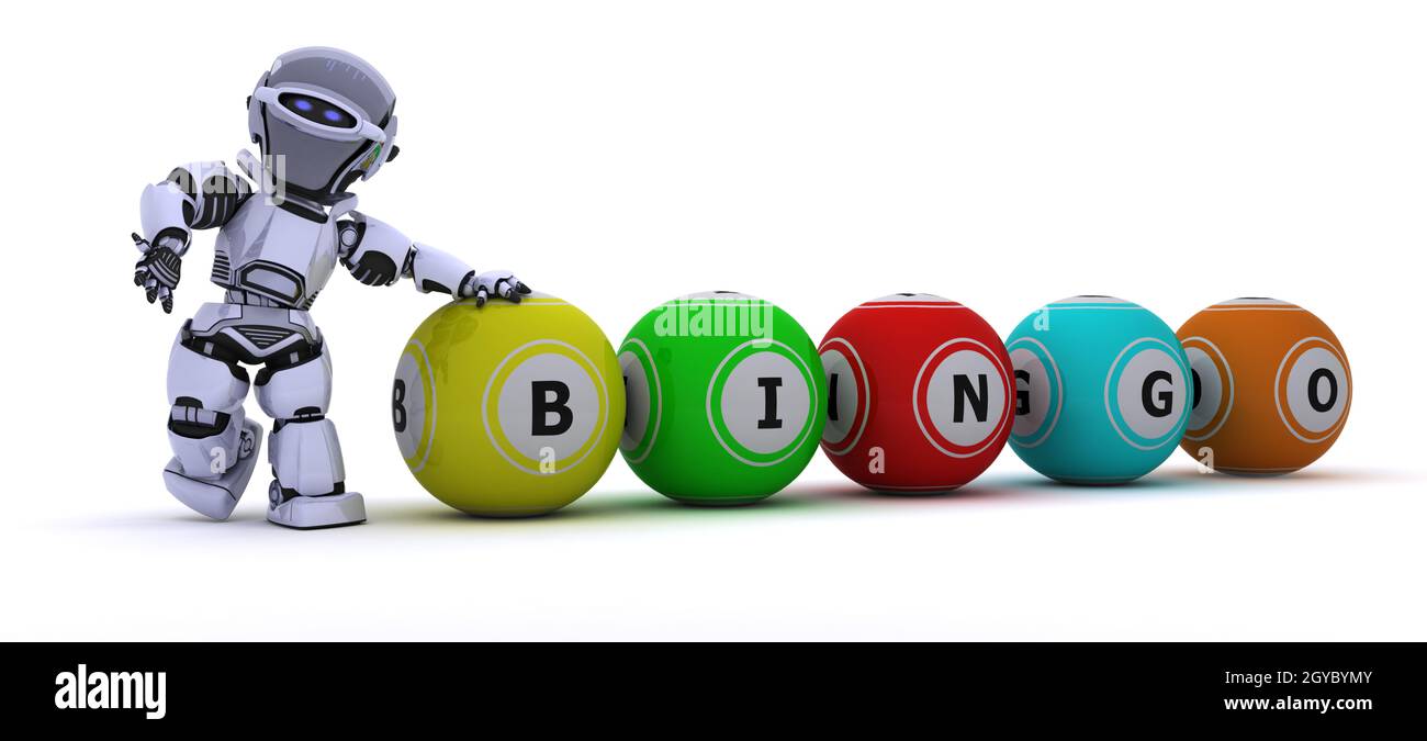3d render of a robot with bingo balls Stock Photo - Alamy