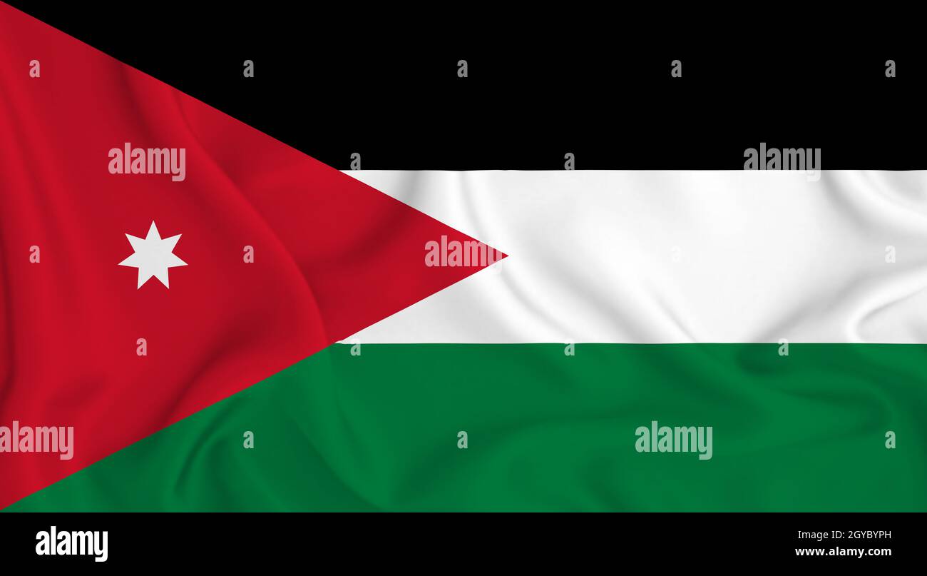 3D Flag of Jordan on wrinkled fabric Stock Photo - Alamy