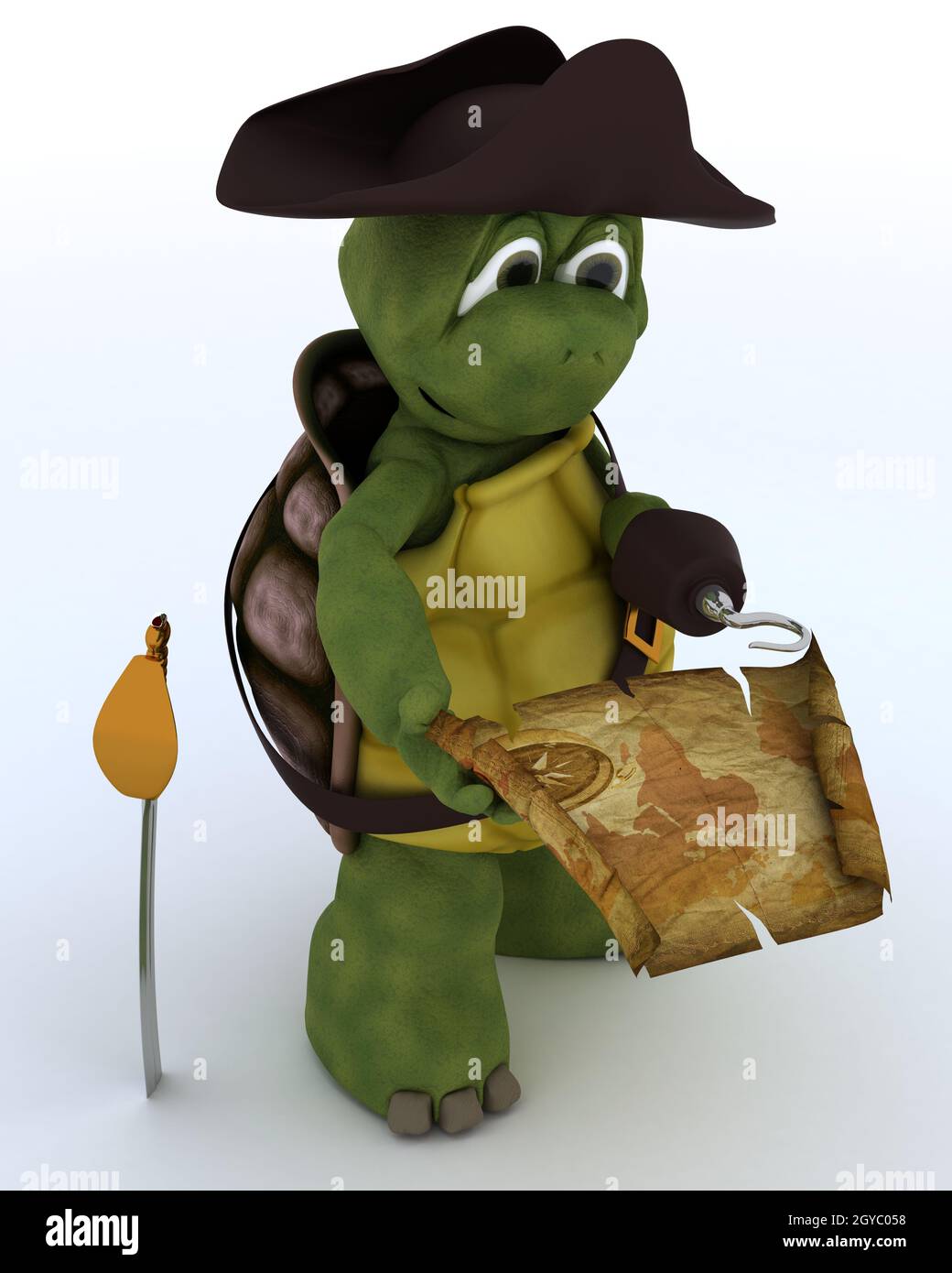 3D render of a Tortoise dressed as a pirate Stock Photo - Alamy