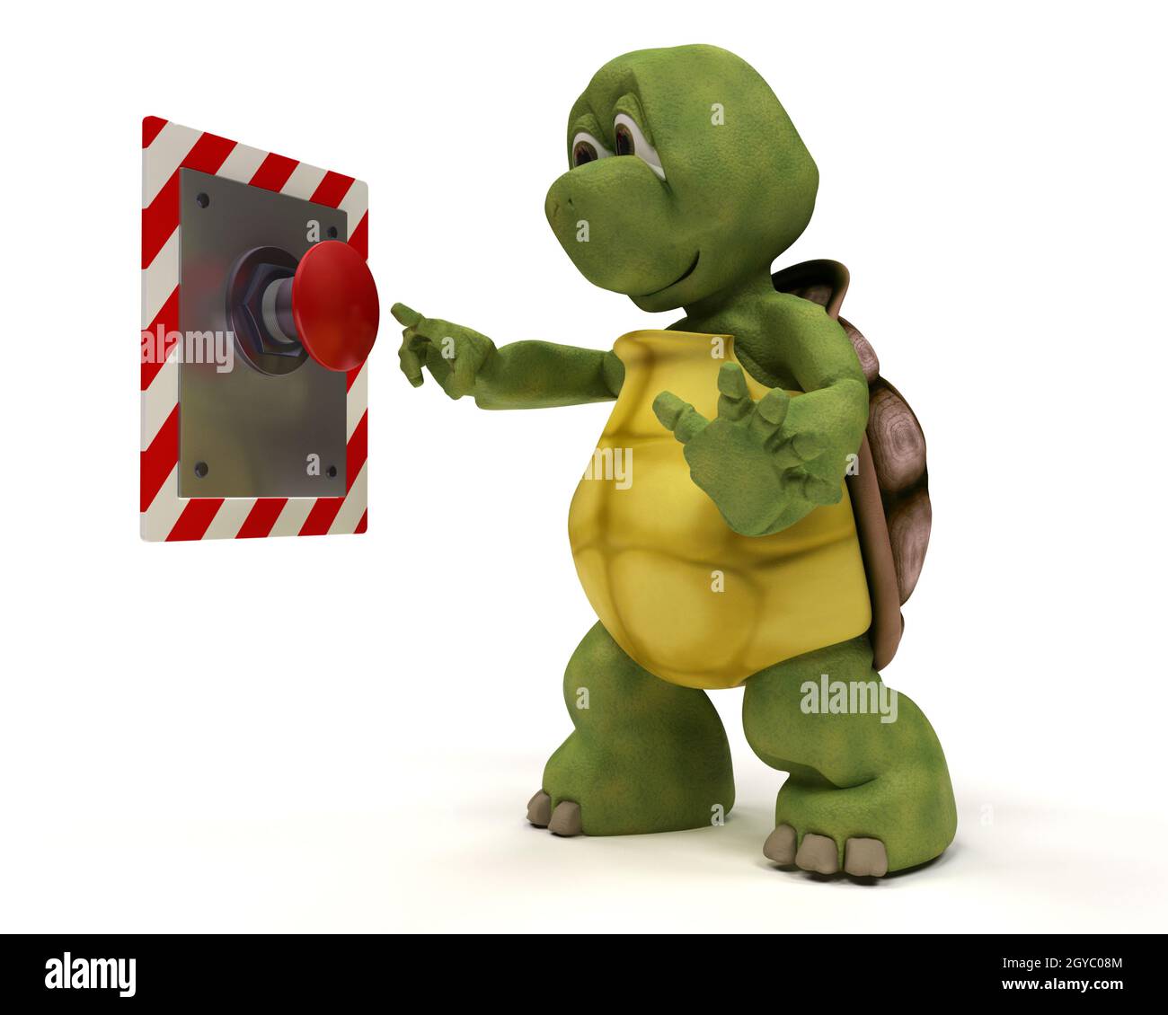 3D render of a Tortoise with a push button Stock Photo - Alamy