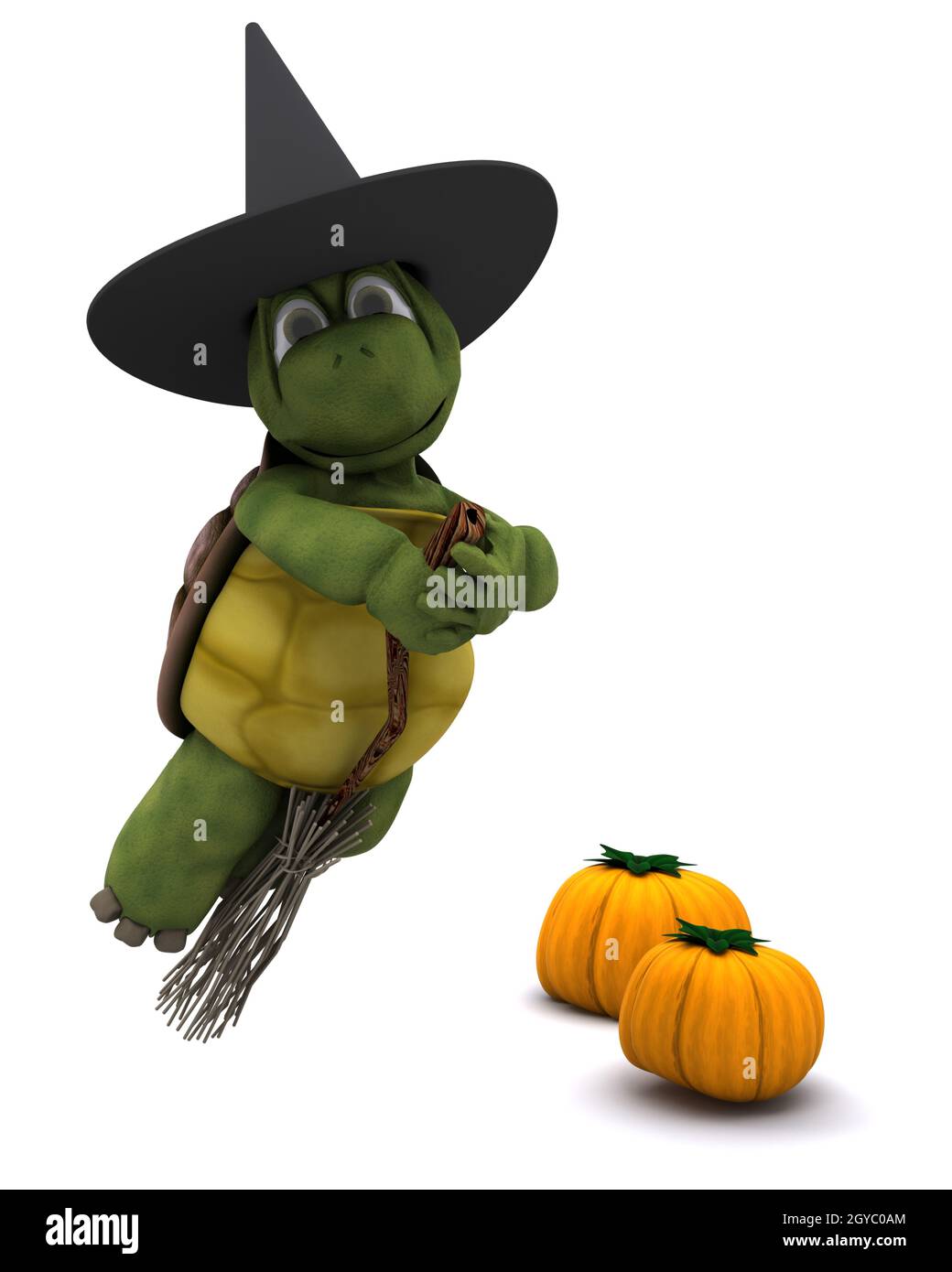 3D Render of a tortoise dressed as a witch for halloween Stock Photo ...