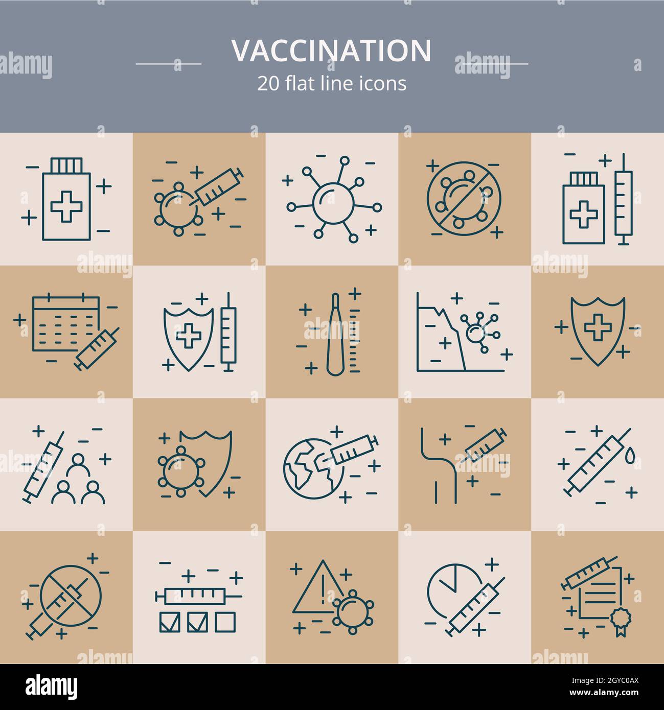 Vaccination and immunization line icon set. Collection of editable ...