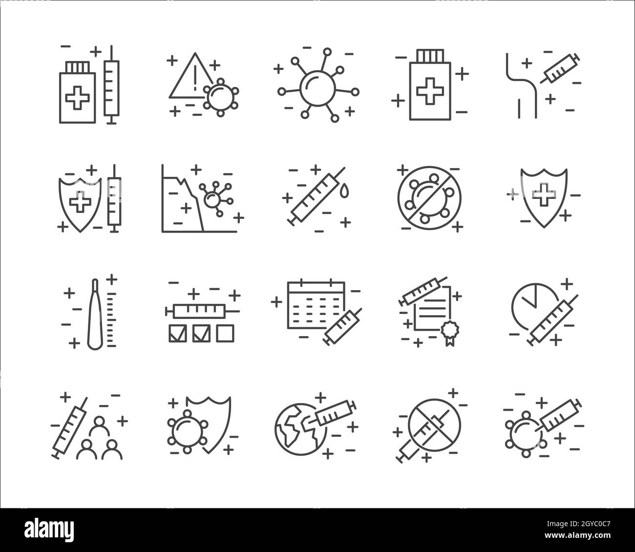 Vaccination and immunization line icon set. Collection of editable ...