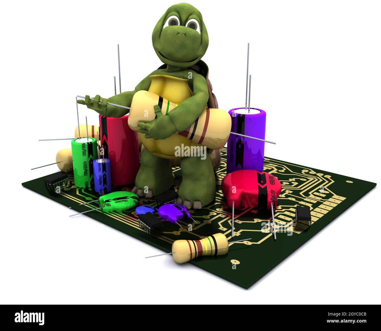3D render of a tortoise with a micro chip Stock Photo - Alamy