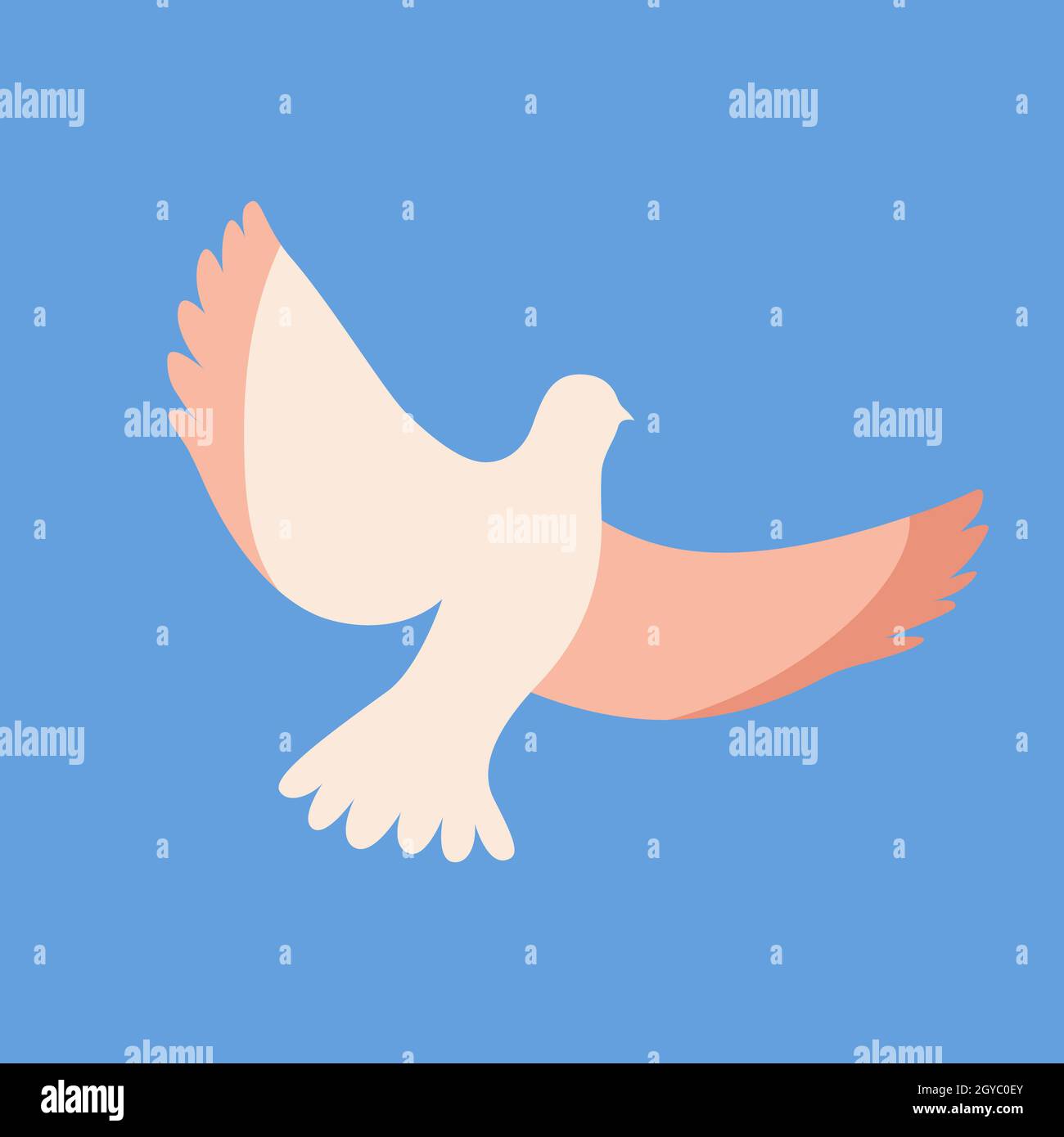 White dove bird flat vector illustration. Flying beautiful pigeon ...