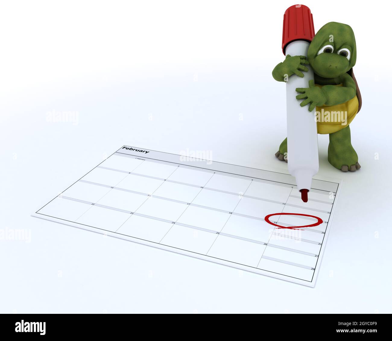3D render of a tortoise with a calendar Stock Photo - Alamy