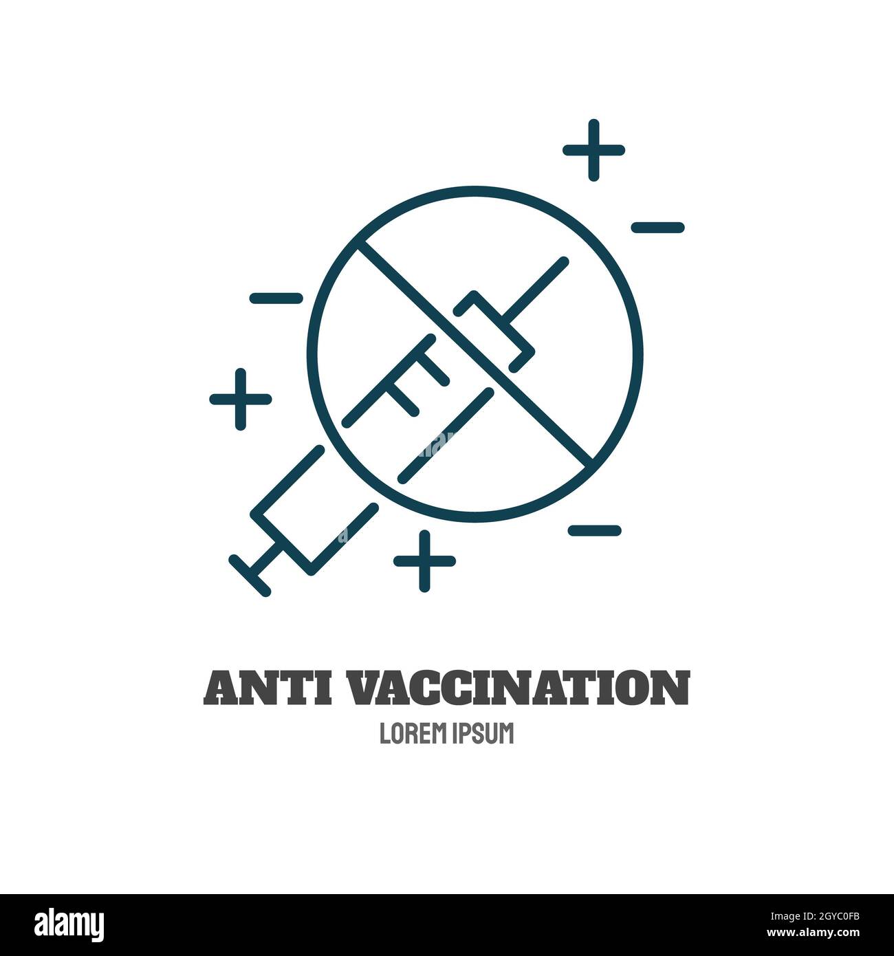 Anti vaccine symbol line icon. Crossed ot syringe. Editable stroke ...