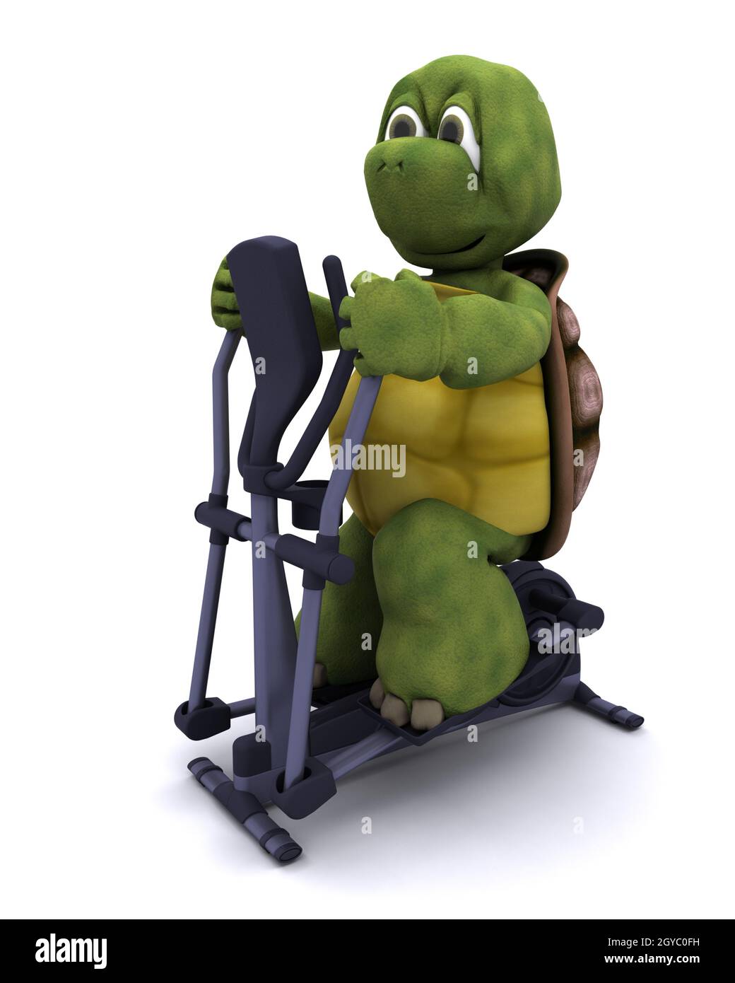 3d render of a tortoiserunning on a cross trainer Stock Photo - Alamy