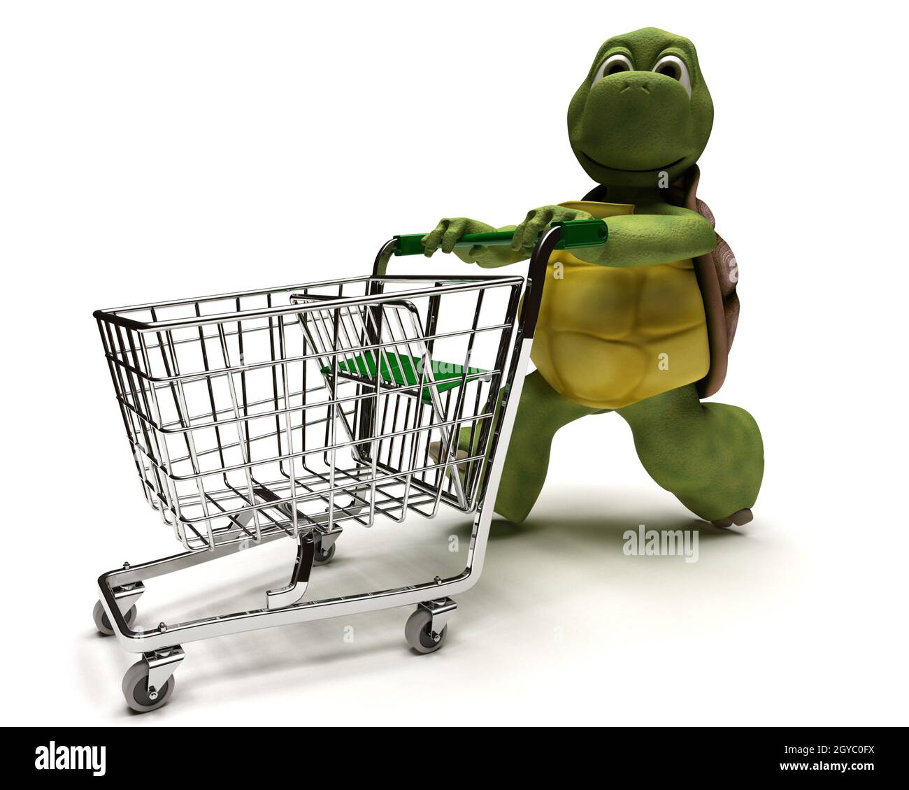 3D Render of a Tortoise with a shopping cart Stock Photo - Alamy