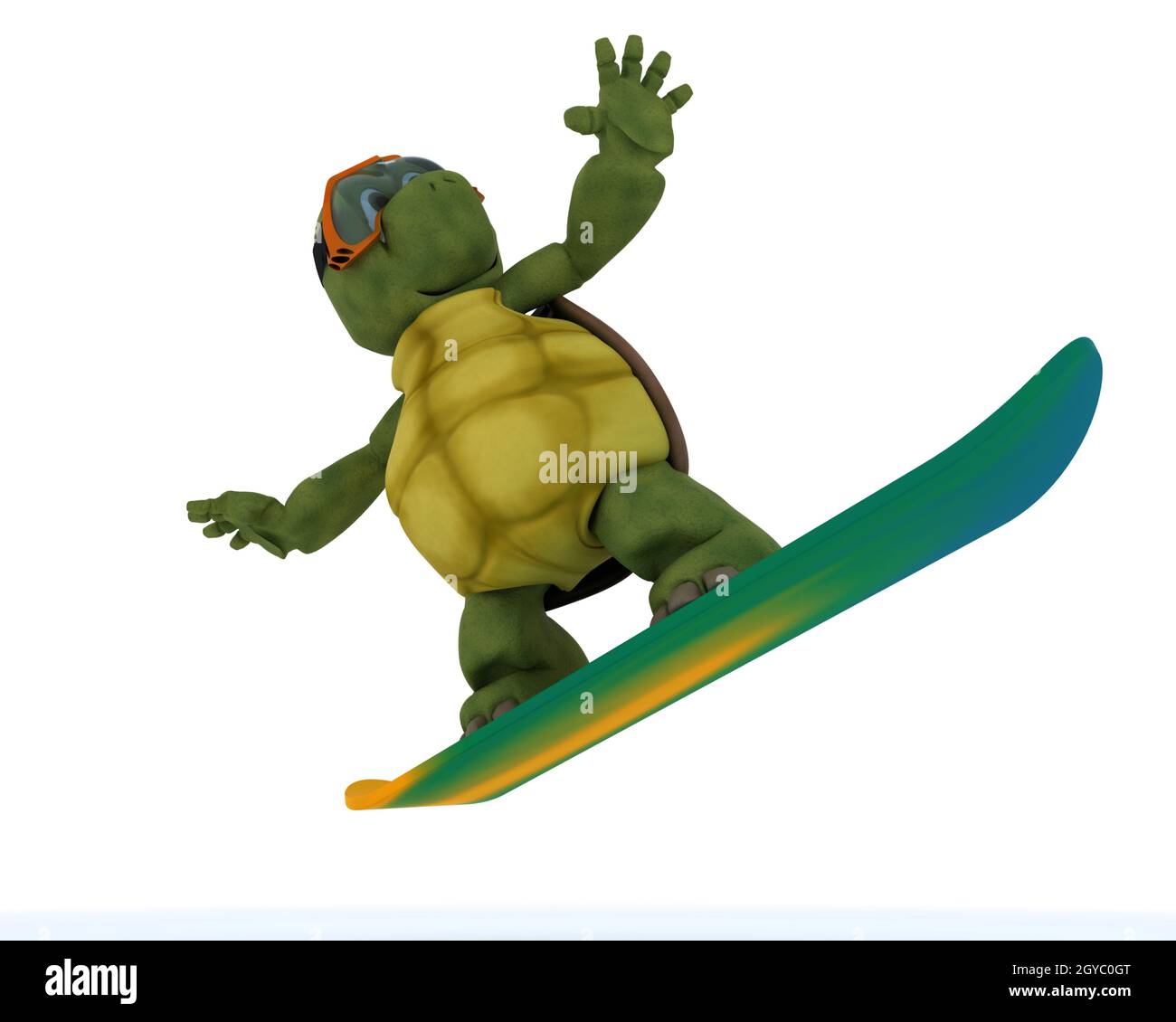 3D render of a tortoise riding a snowboard Stock Photo - Alamy