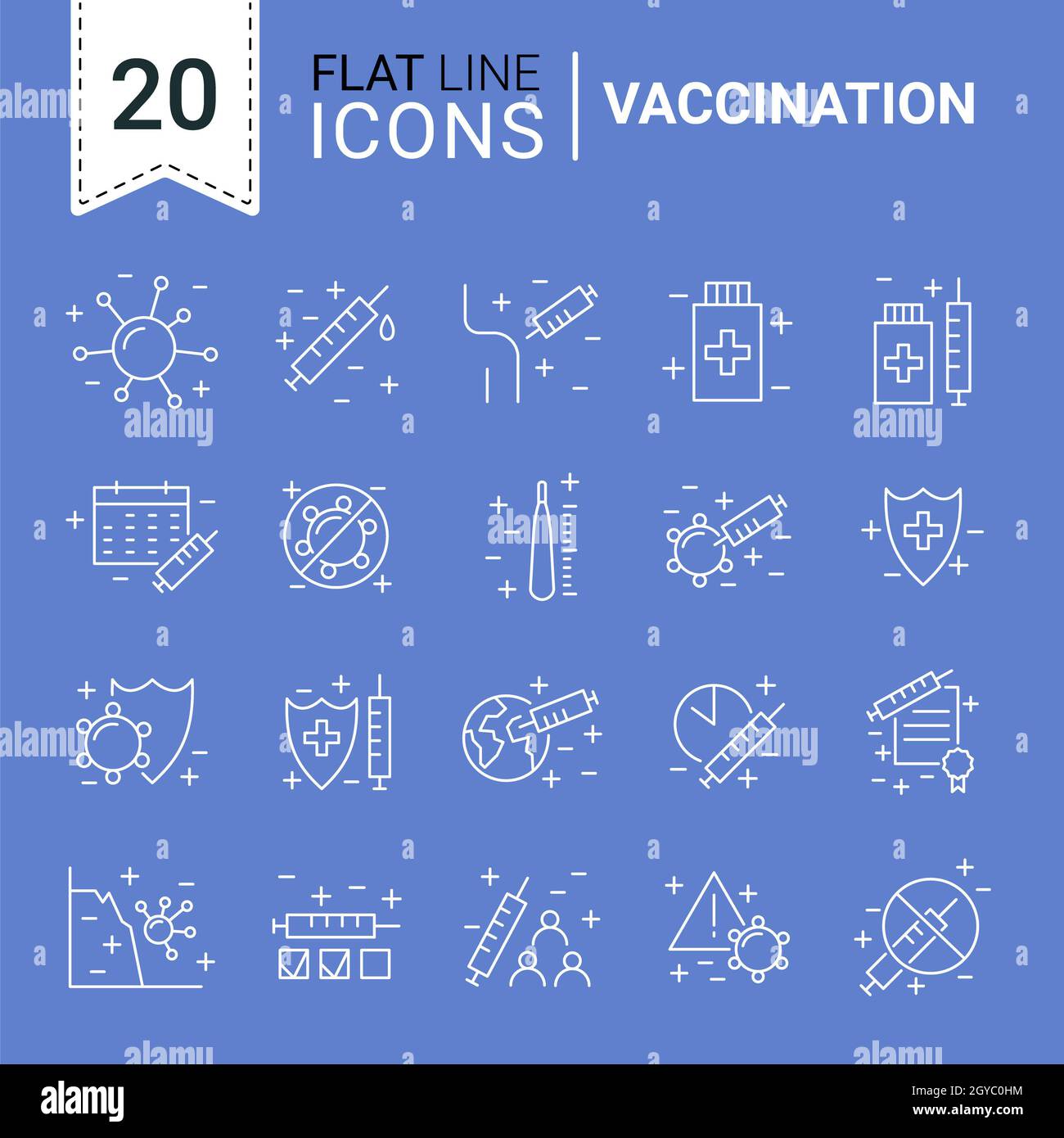 Vaccination and immunization line icon set. Collection of linear ...