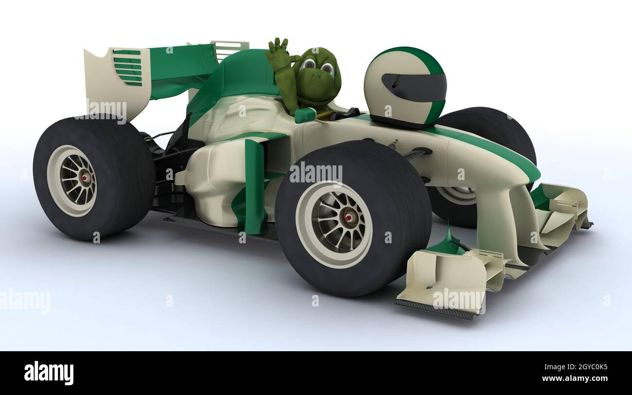 3D render of a tortoise with race car Stock Photo - Alamy