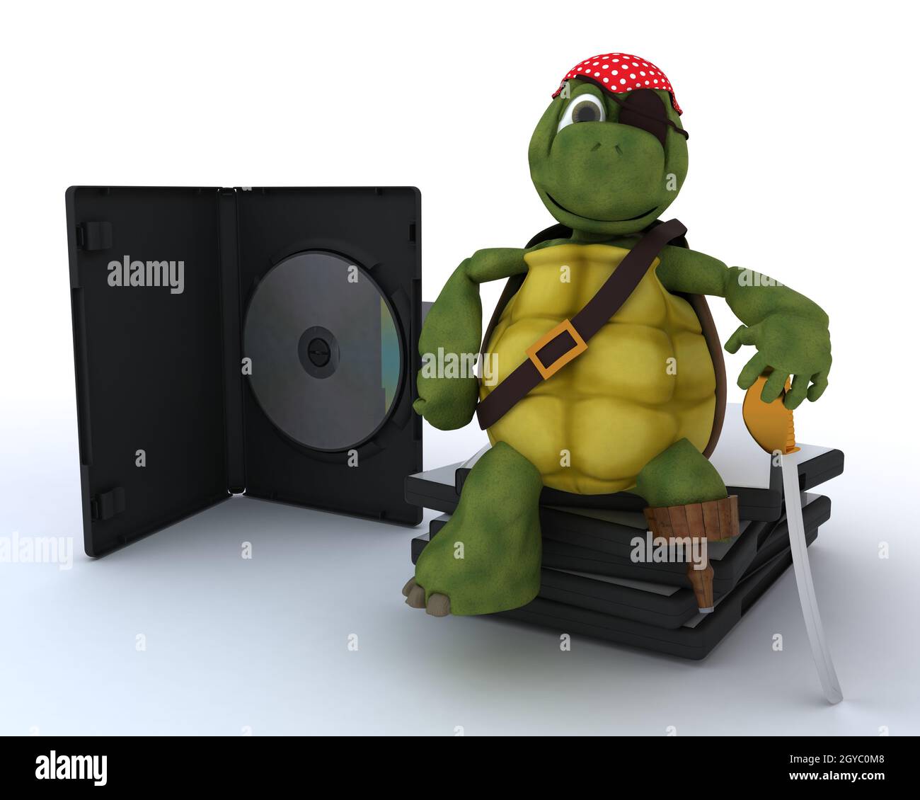 3D render of a Pirate Tortoise with DVD CD and Software Stock Photo - Alamy