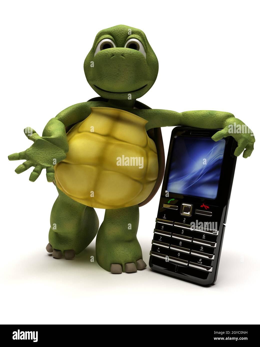 3D Render of a Tortoise with a cell phone Stock Photo - Alamy