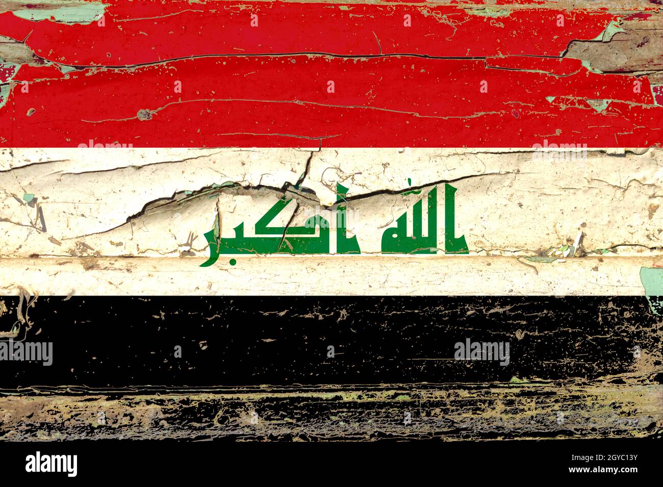 3D Flag of Iraq on a old wood wall background Stock Photo - Alamy