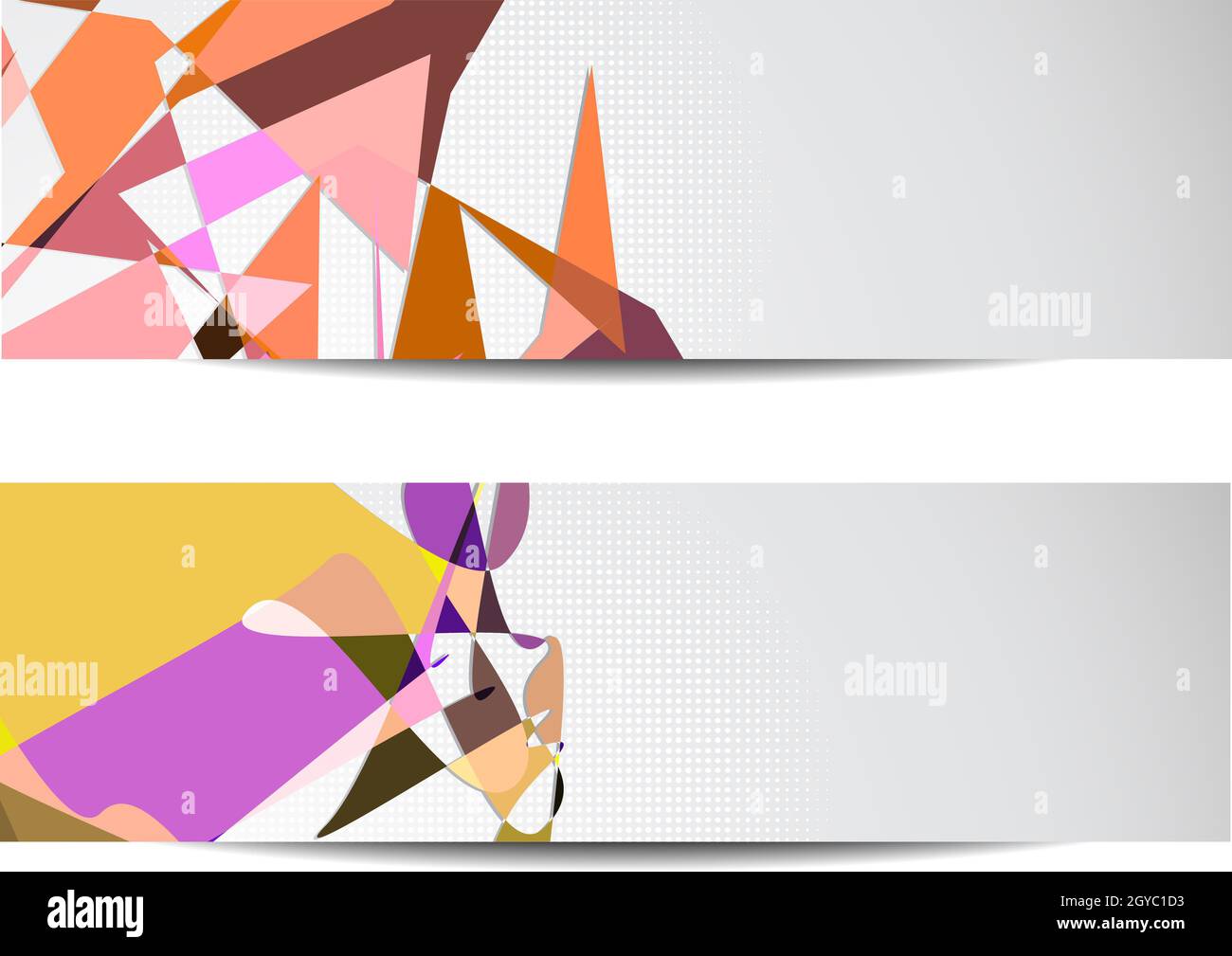 Collection of two brightly coloured banners with abstract design Stock ...