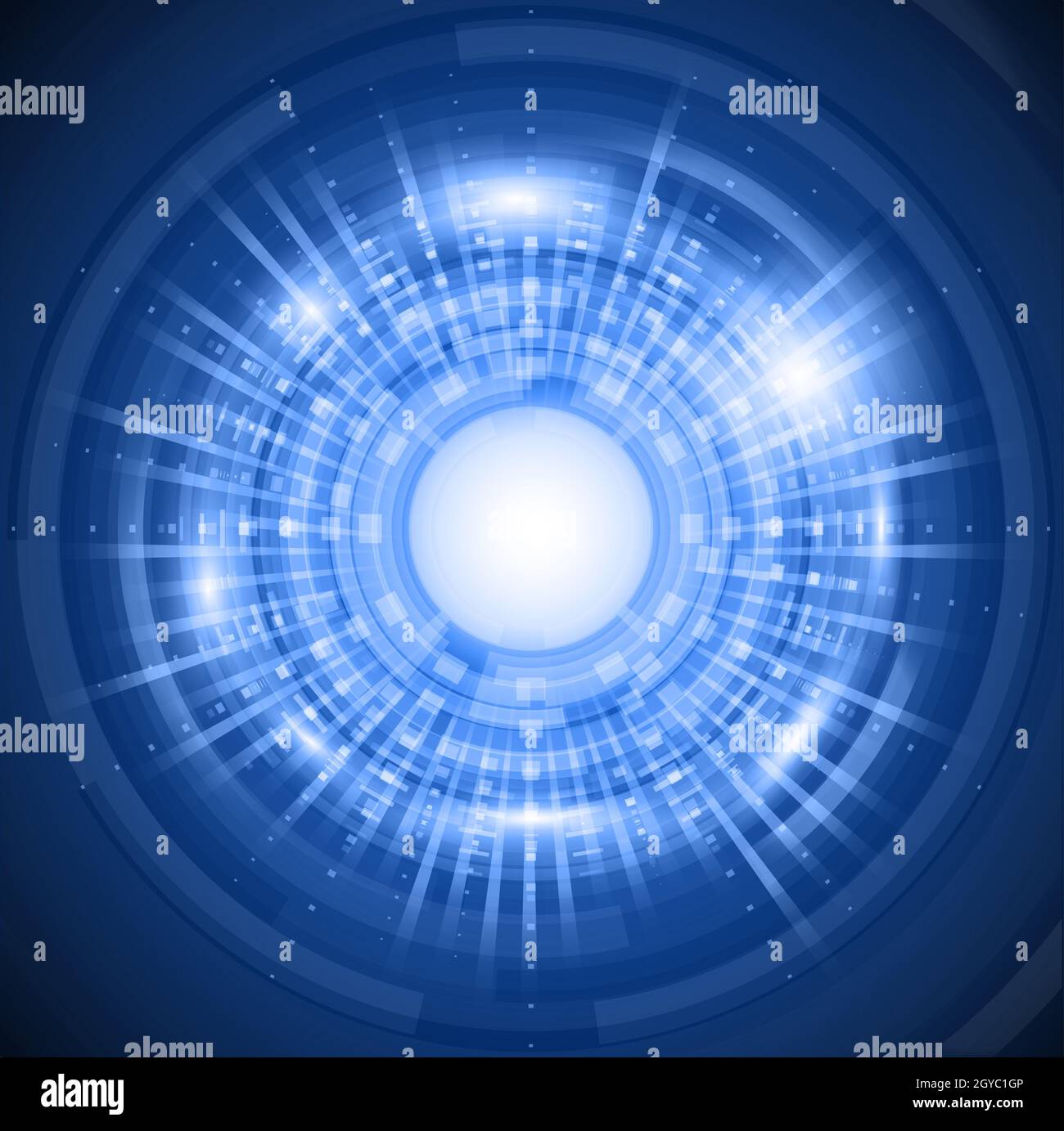 Abstract futuristic circular design background in shades of blue Stock ...