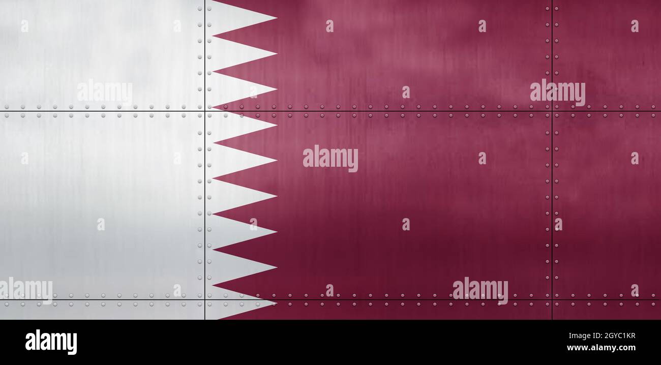 3D Flag of Qatar on a metal wall background Stock Photo - Alamy