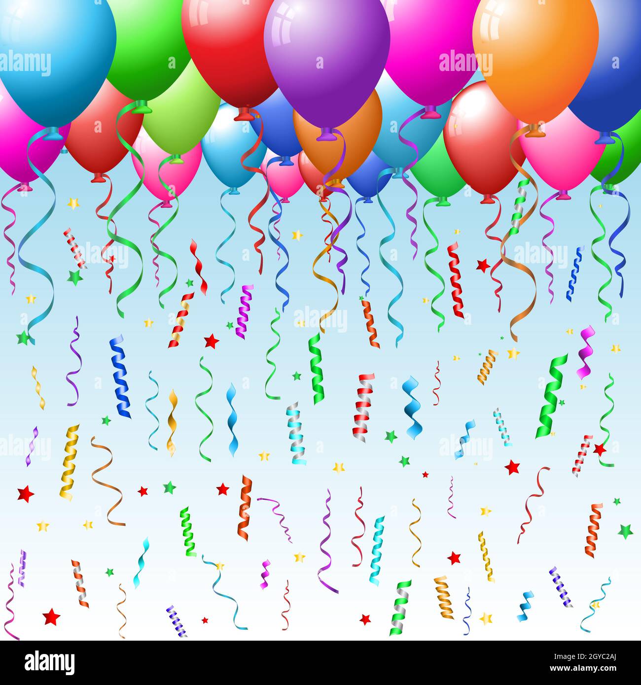 Party background with balloons, confetti and streamers Stock Photo - Alamy