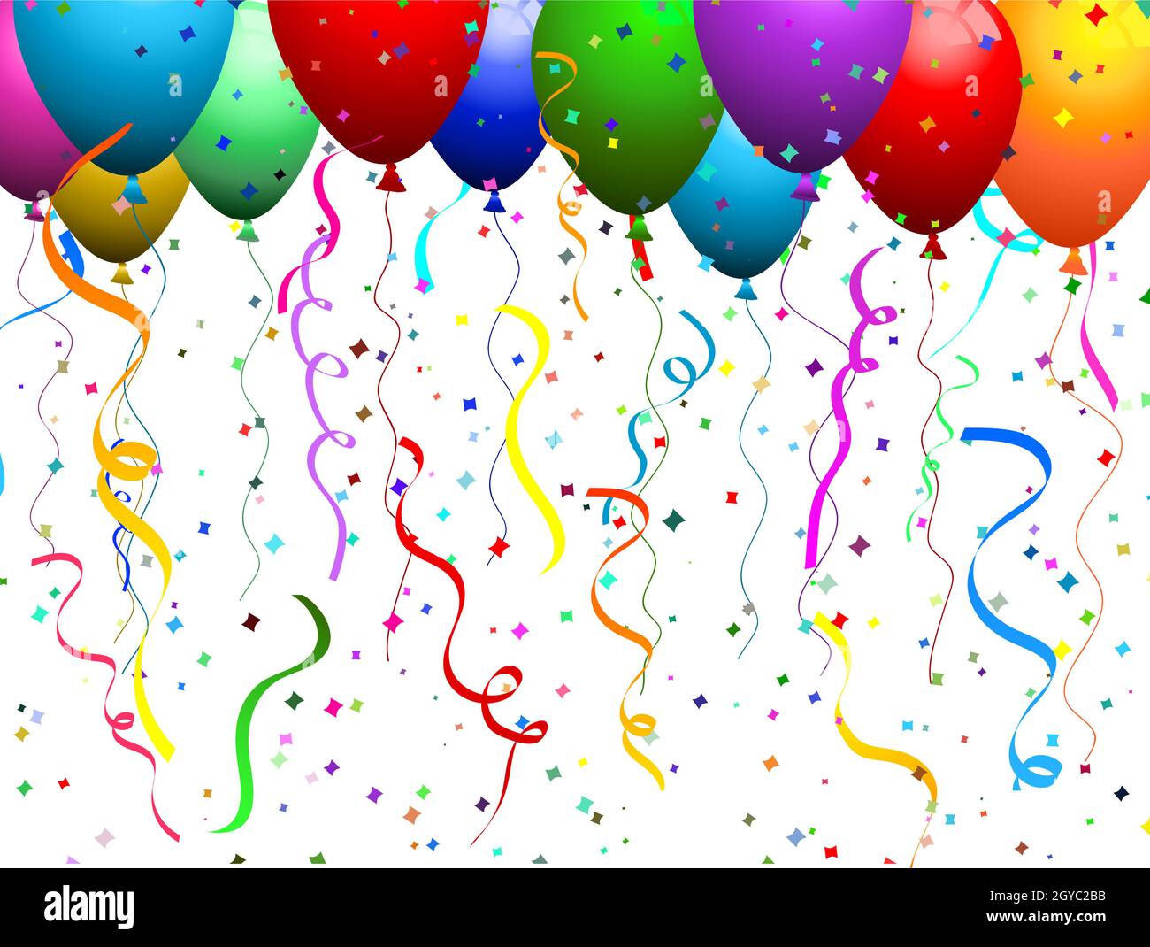 Falling confetti background with balloons Stock Photo - Alamy