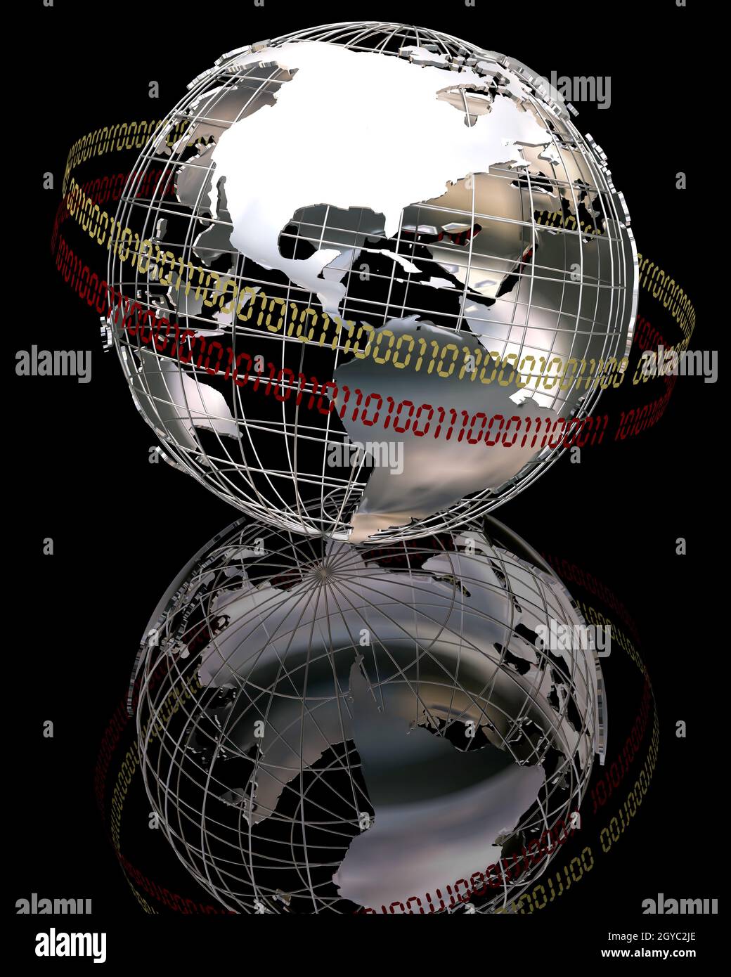 3d world map chrome hi-res stock photography and images - Alamy