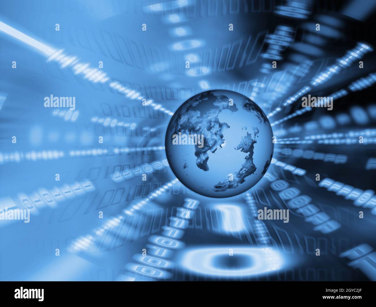 Globe on binary code background Stock Photo - Alamy