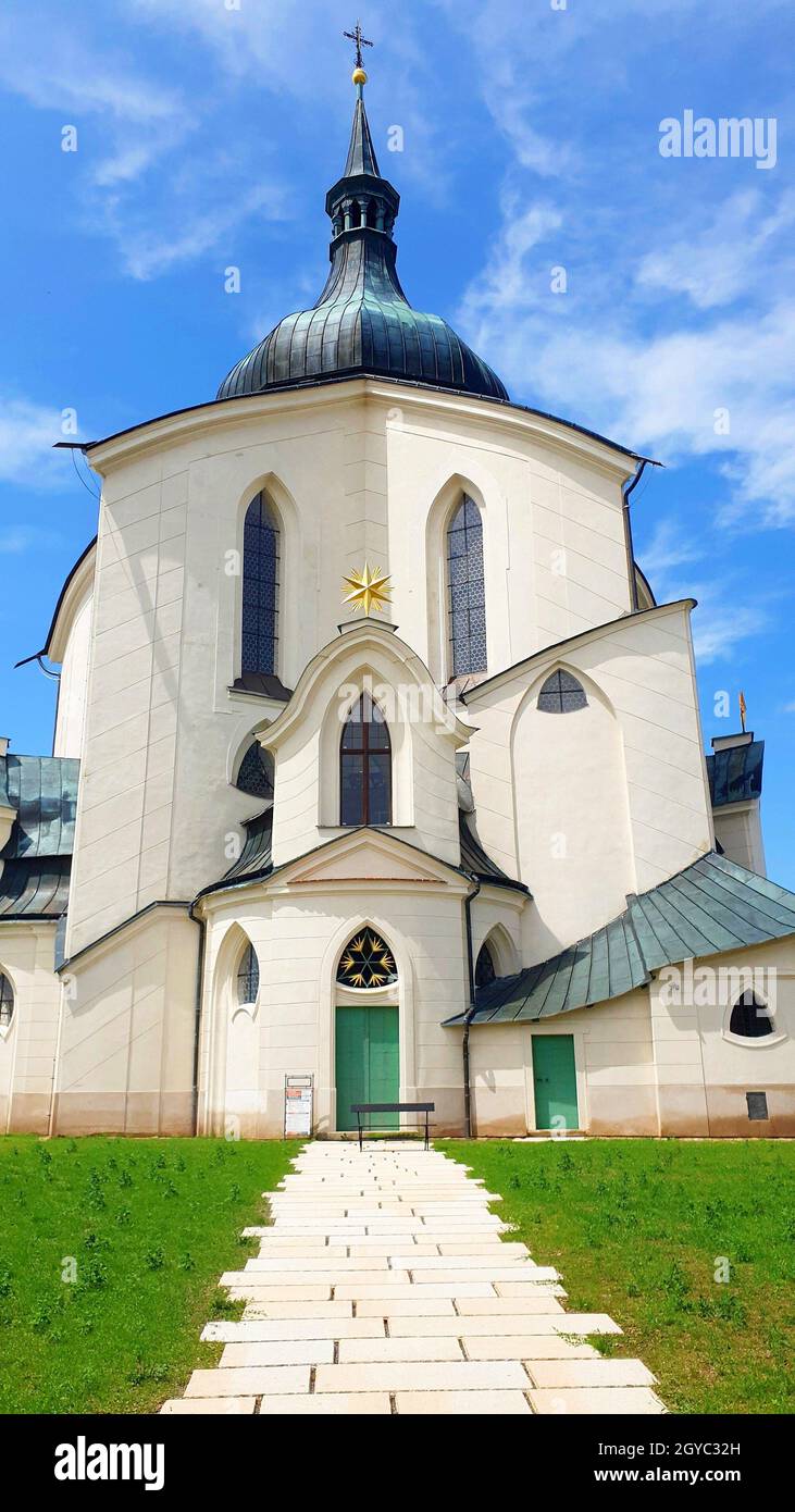 Church of St. John of Nepomuk on Zelena Hora (UNESCO monument). It was built in baroque gothic ...