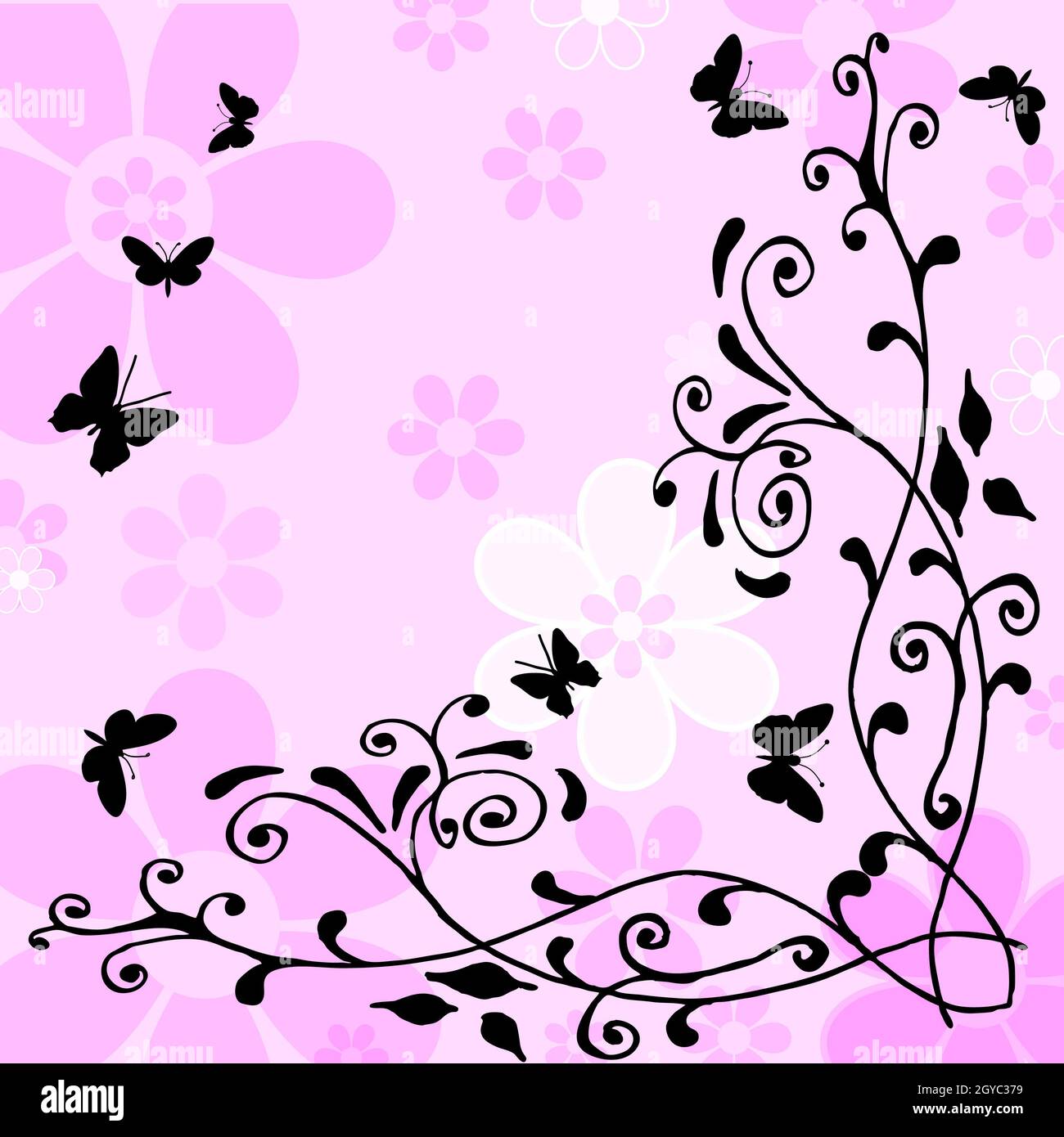 Butterflies and flowers background Stock Photo - Alamy