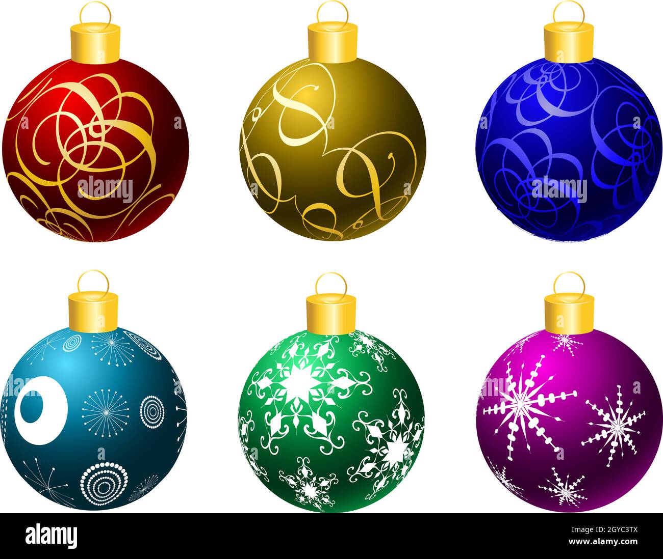 Collection of brightly coloured Christmas baubles Stock Photo - Alamy