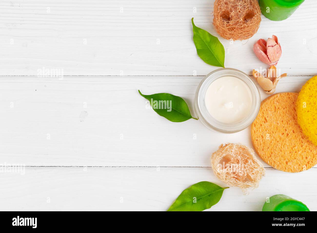 natural cosmetic skincare blank bottle packaging with leaves herb Stock ...