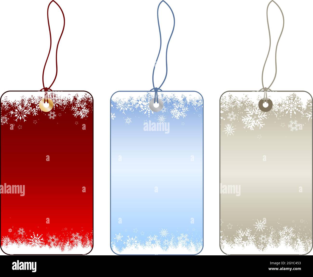 Christmas labels with snowy designs Stock Photo - Alamy
