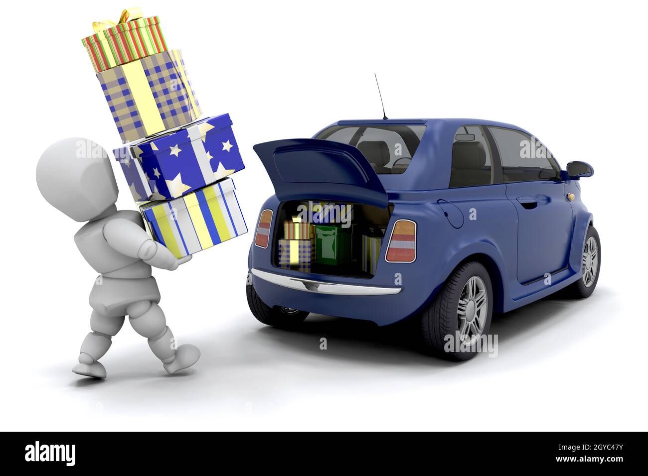 Someone loading gifts into the boot of a car Stock Photo - Alamy