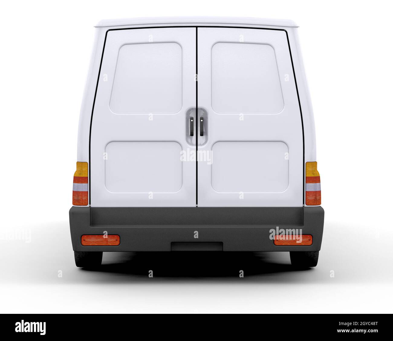 3D render of the rear of a white van Stock Photo - Alamy