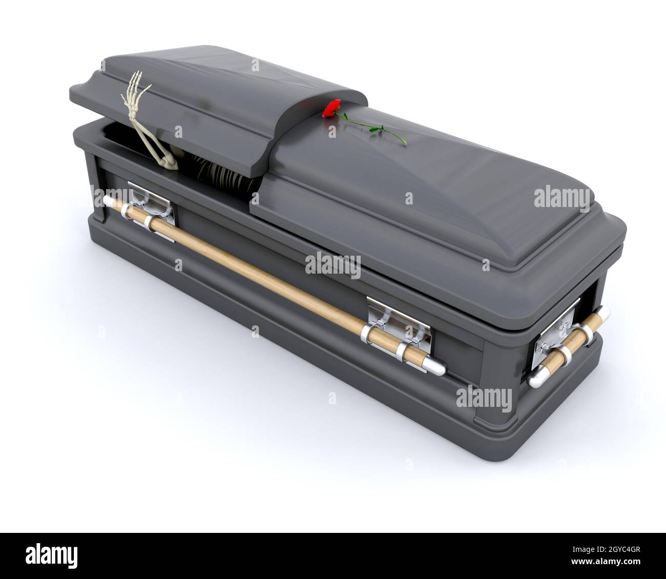3D render of a skeleton emerging out of a coffin Stock Photo - Alamy