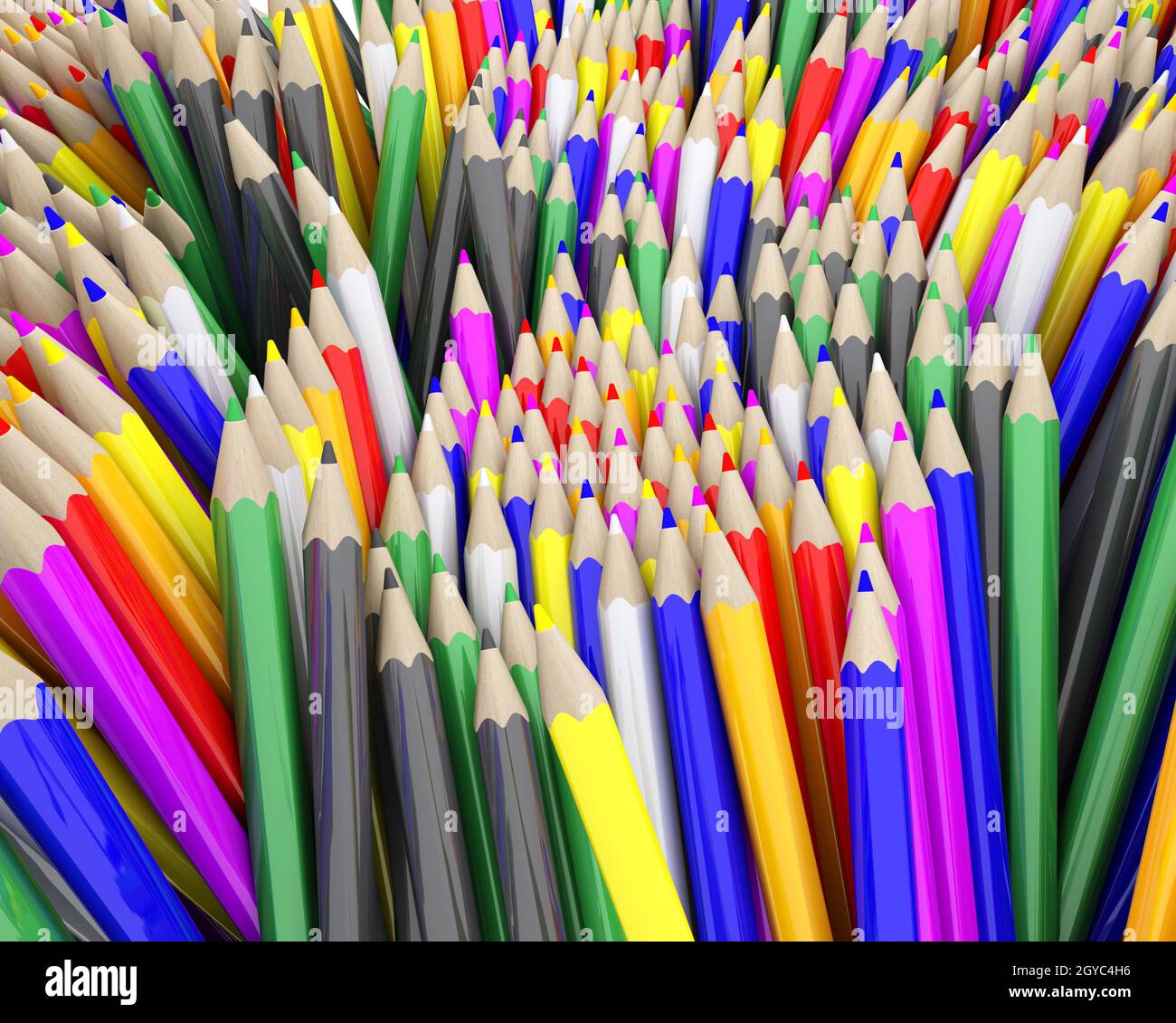3D Render of coloured pencil crayons Stock Photo - Alamy