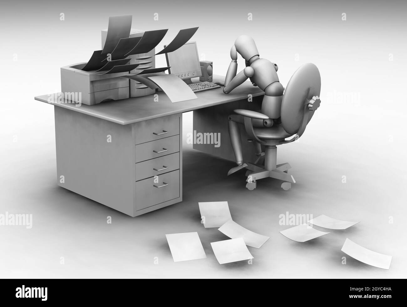 3D render of an overworked person Stock Photo - Alamy
