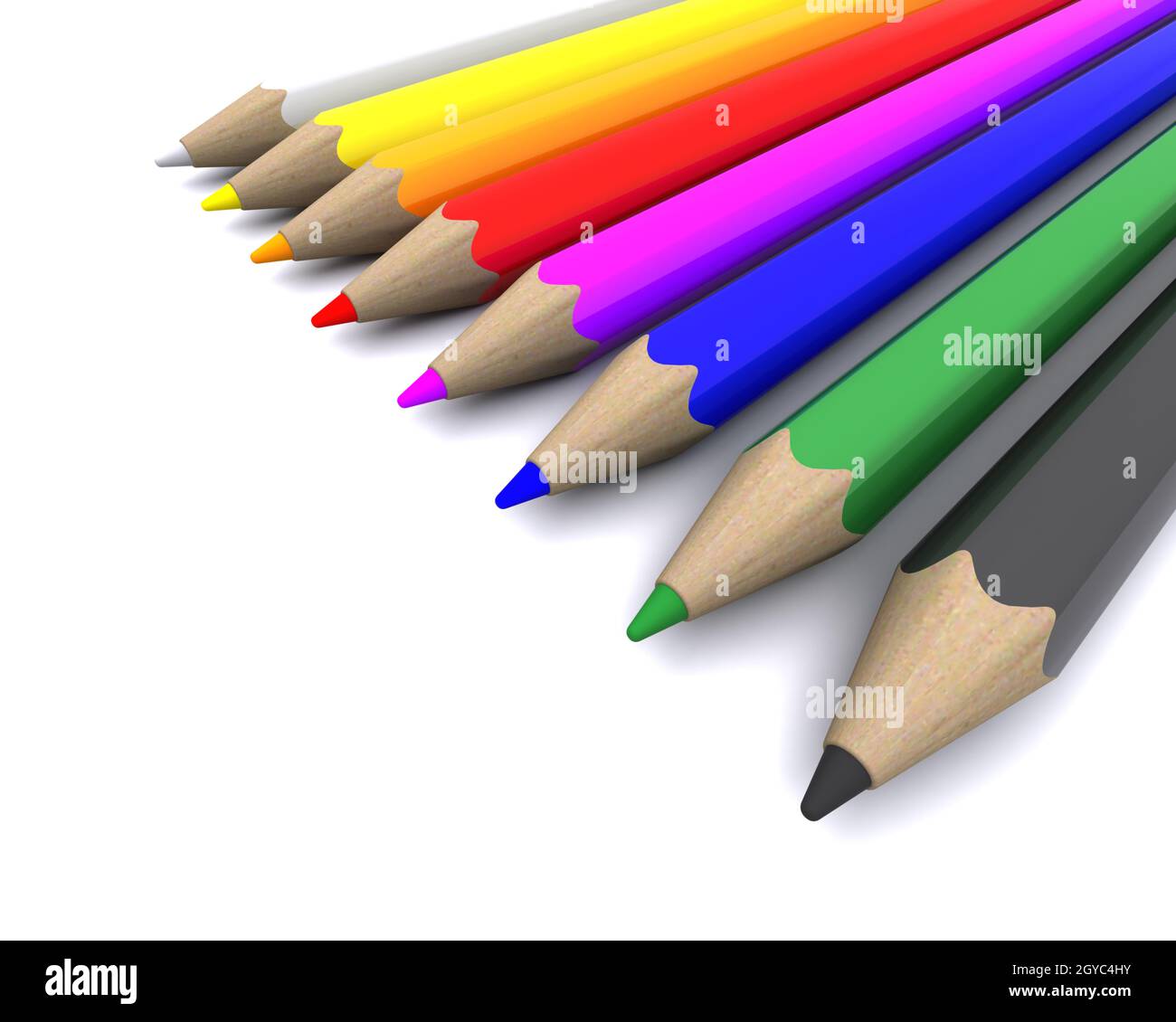 3D Render of coloured pencil crayons Stock Photo - Alamy
