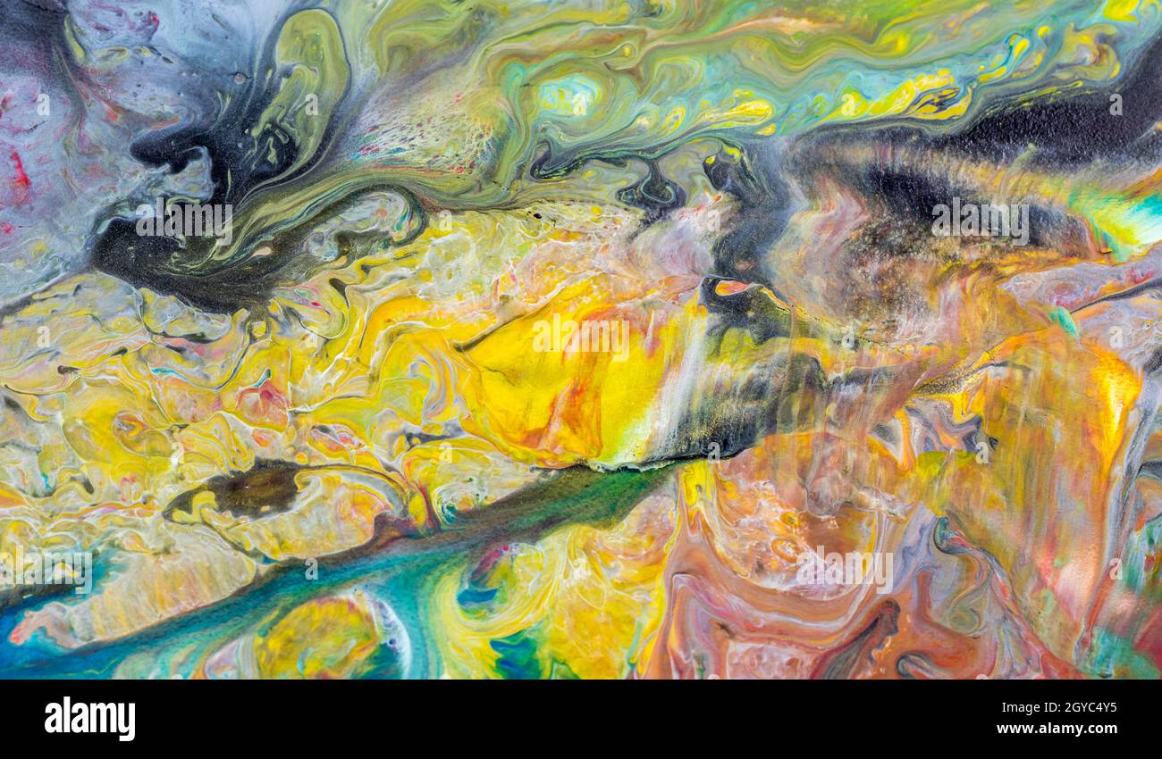 Shot of a colorful abstract painting with wavy and messy patterns Stock ...