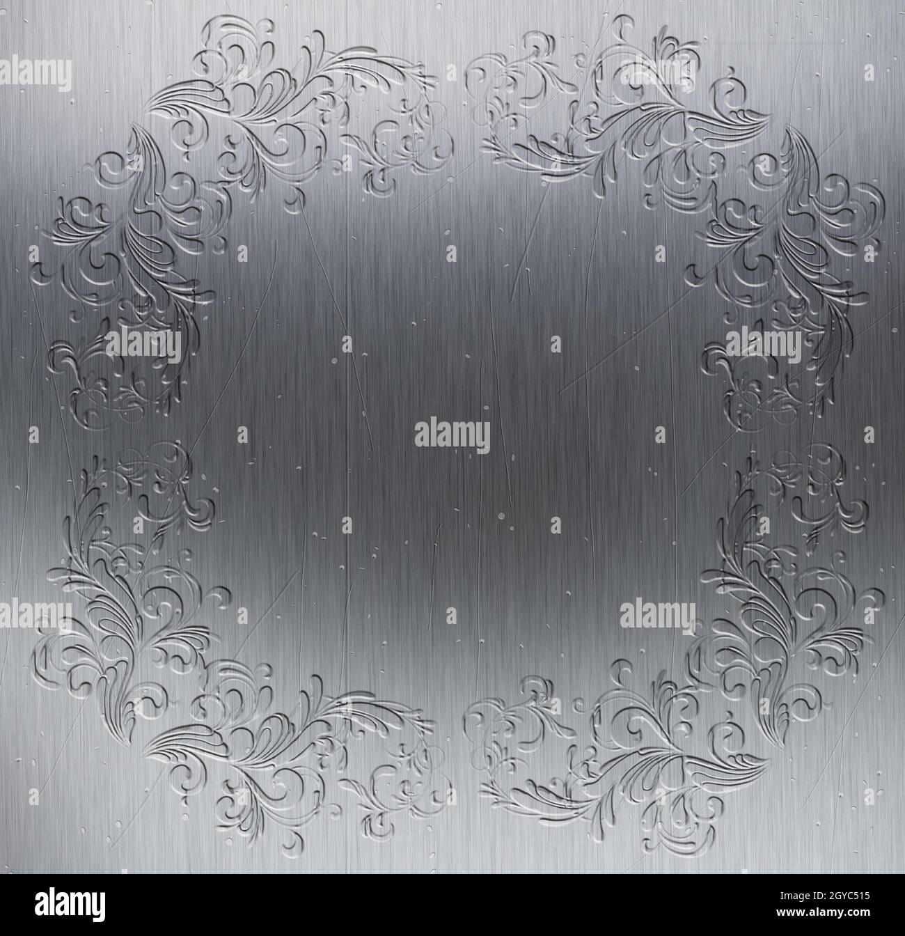 Metal texture background with decorative border embossed into it Stock ...