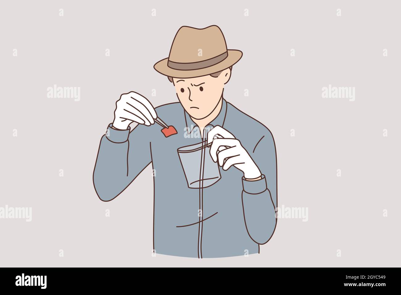 Detective with evidence working concept. Young serious an working as ...