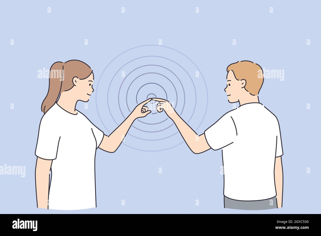 Business connections, web template, header concept. Young man and woman ...