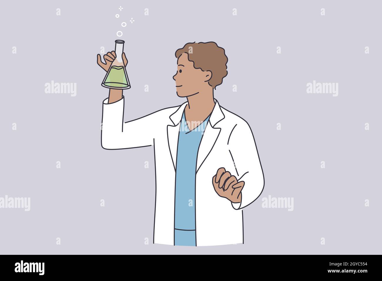 Scientific research and chemistry concept. Young positive scientist ...