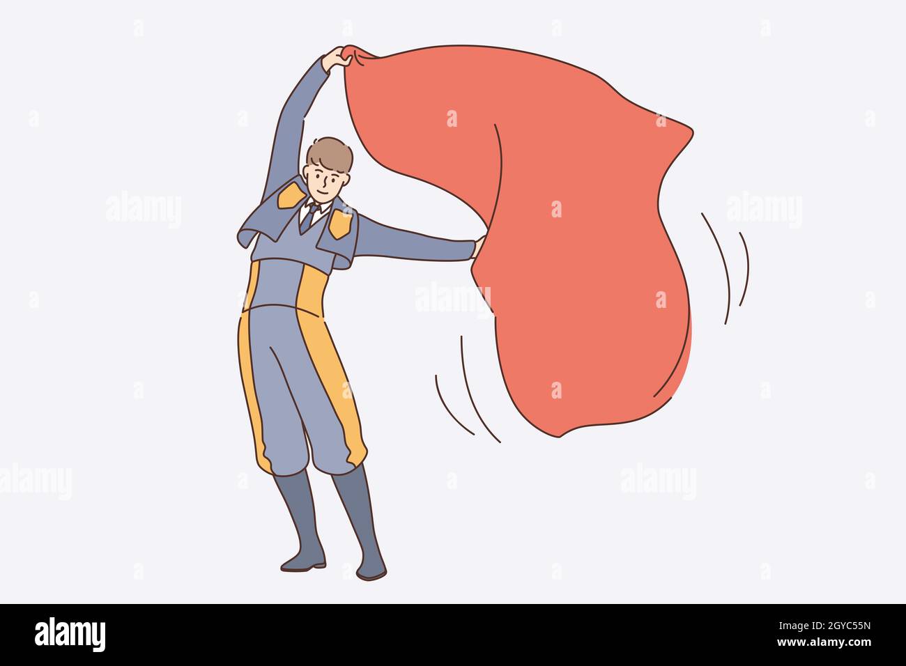 Working as spanish bullfighter concept. Young man bullfighter cartoon ...