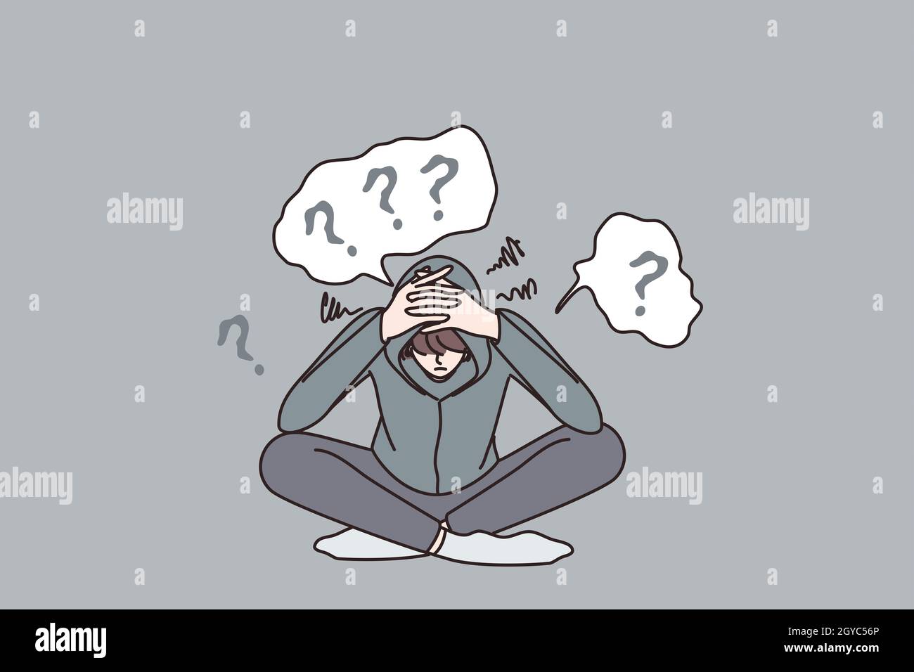 Depression and mental disorder concept. Young depressed sad frustrated ...