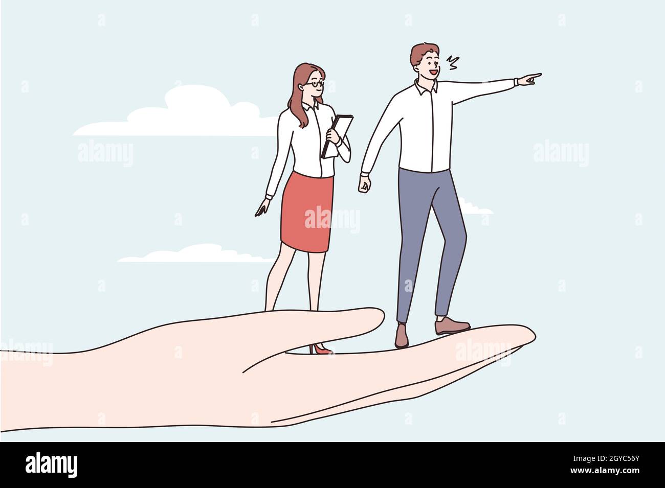 Business opportunities, development, career concept. Young man and ...