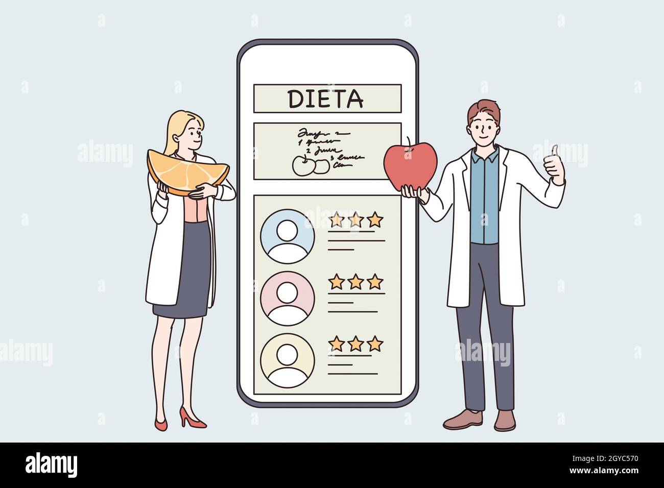 Nutritionist online service consultation concept. Young doctors ...
